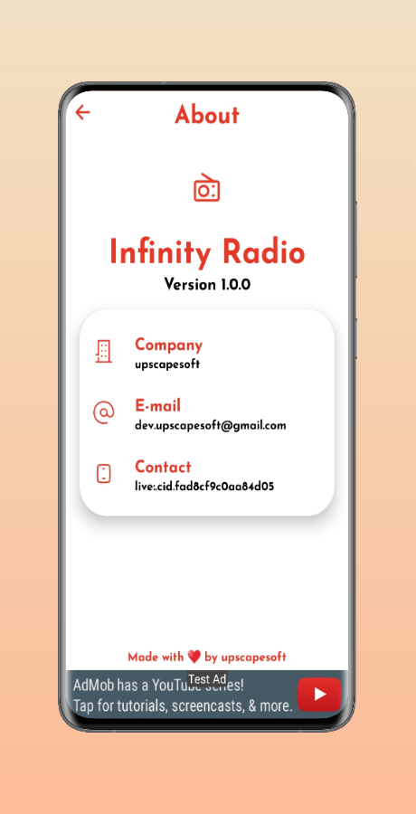 Infinity Radio - Single Station Radio App | ADMOB, ONESIGNAL, FIREBASE by upscapesoft